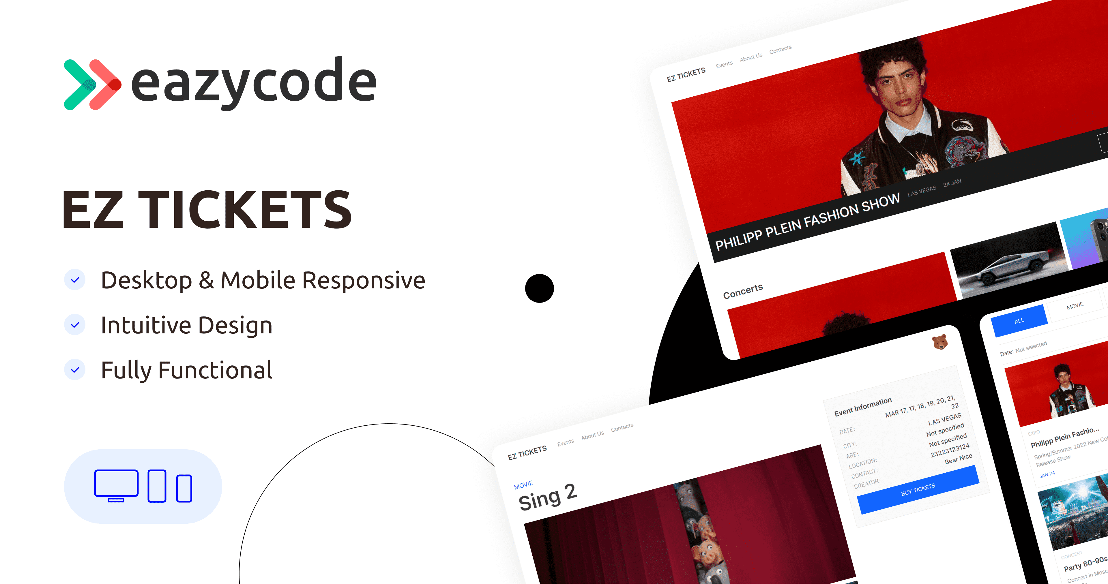 Ez Tickets & Events template - NoCode Bubble.io Template by EazyCode - NoCode Agency
